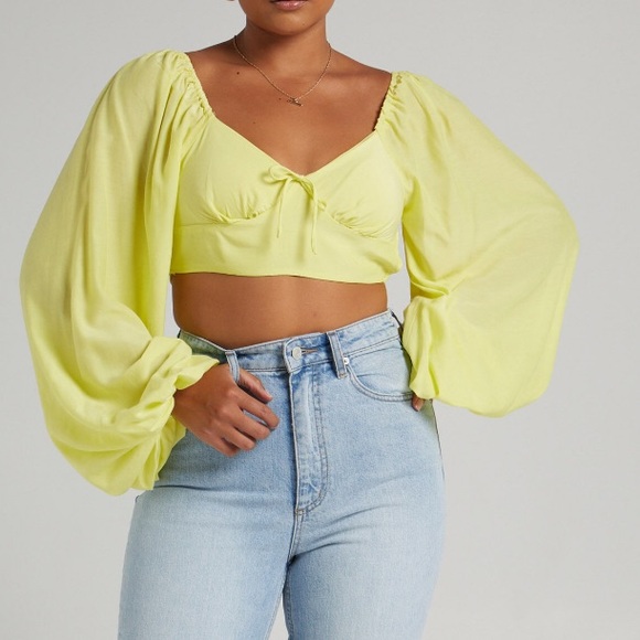 Showpo. | Tops | Balloon Sleeve Open Back Crop Top | Poshmark